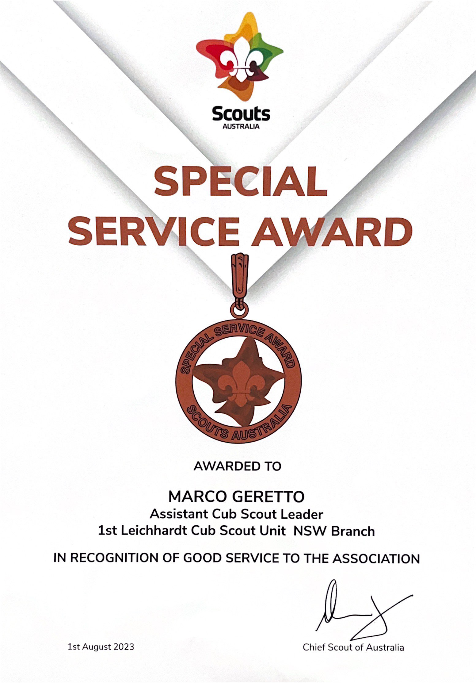 Special Service Awards 2023 – 1st Leichhardt Scouts